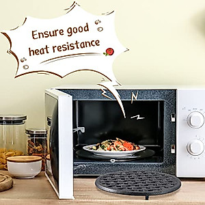 2 Pcs Cast Iron Vintage Round Trivet 8 Inch Diameter Heat Resistant Table Mat for Oven Steamer Kettle Hot Pot Dishes Plate Pan Accessories, Black