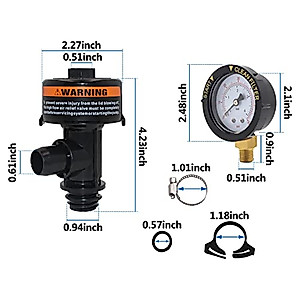 TIROAR 98209800 Manual Air Relief Valve with Pressure Gauge Replacement for Pentair Pool and Spa Filter (2Pack)