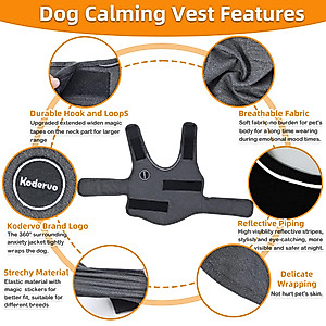 Kodervo Dog Anxiety Jacket, Skin-Friendly Dog Calming Shirt - Dog Coat for Thunder, Fireworks, Vet Visits and Separation - Keep Pet Calm Without Medicine & Training, Anti Anxiety Vest for Dogs