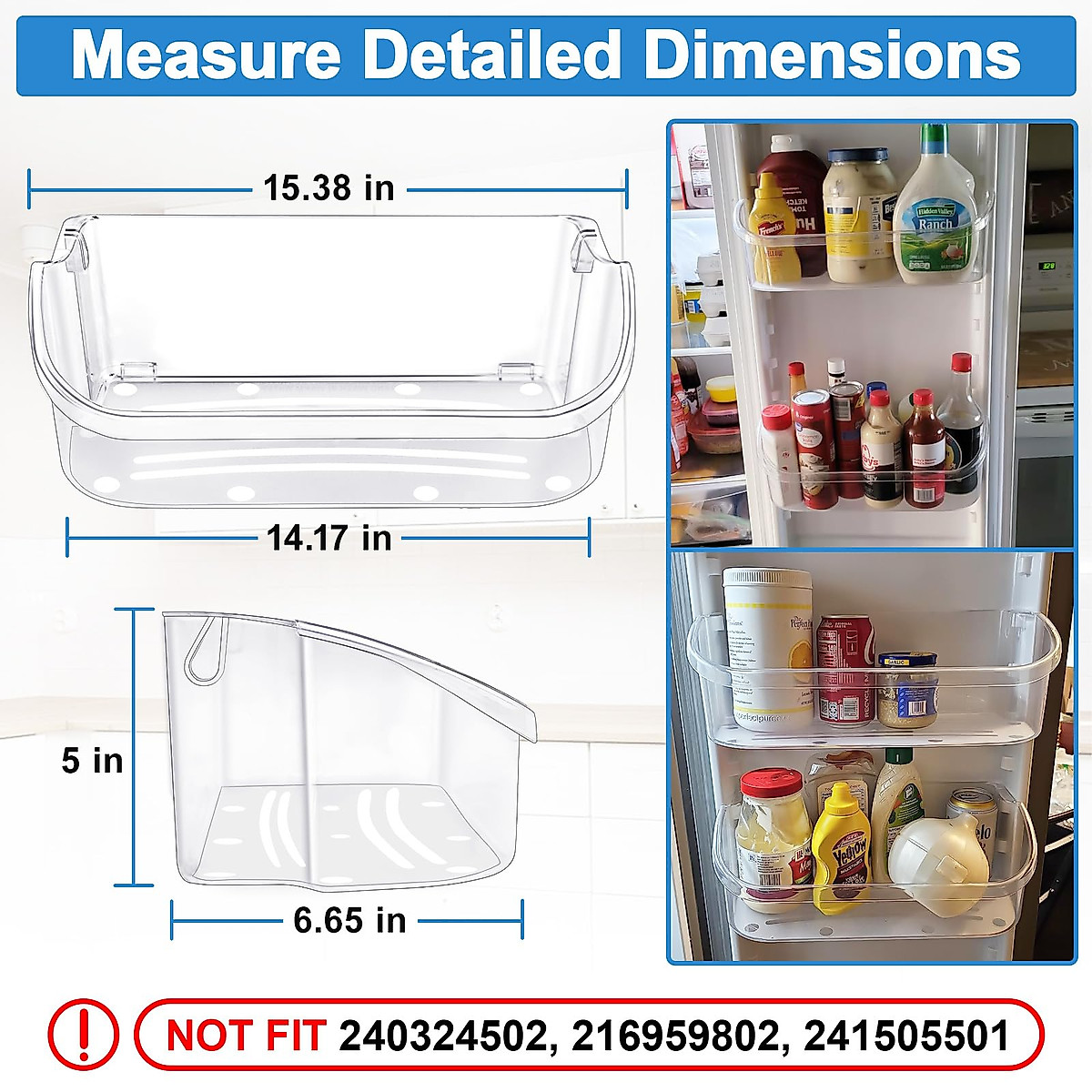 UPGRADED 240356402 Refrigerator Door Bin Compatible with Frigidaire Door Shelf Replacement Frigidaire Gallery Door Shelf Refrigerator Shelves FGHS2631PF4A FFSS2615TS0 LFSS2612TF0 LFSS2612TE0 Door Bin