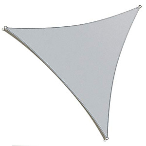 Amgo 32' x 32' x 32' Grey Triangle Sun Shade Sail Outdoor Canopy Awning AGTAPT32, 95% UV Blockage, Water & Air Permeable, 200GSM Commercial Standard Heavy Duty (We Make Custom Size)