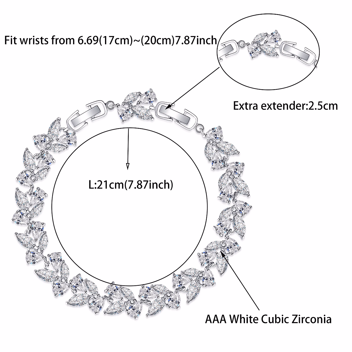 Wedding Tennis Bracelet for Brides Bridesmaid, Silver Marquise Cubic Zirconia Prom Jewelry, Silver Bracelet Wedding Party Jewelry for Women