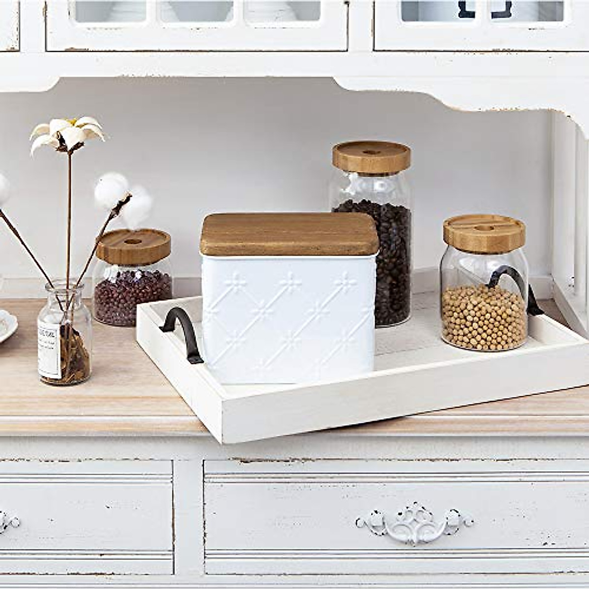 NIKKY HOME 4x6 Kitchen Metal Recipe Organization Box with Cards and Dividers, Floral Embossing Pattern