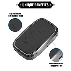 VekAuto Car Smart Key Fob Case Kit Compatible for Jaguar F-Type, Protective Faux Leather Black Keyless Entry Remote Cover with Key Chain