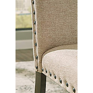 Signature Design by Ashley Rokane Dining Room Upholstered Chair Set of 2, Beige