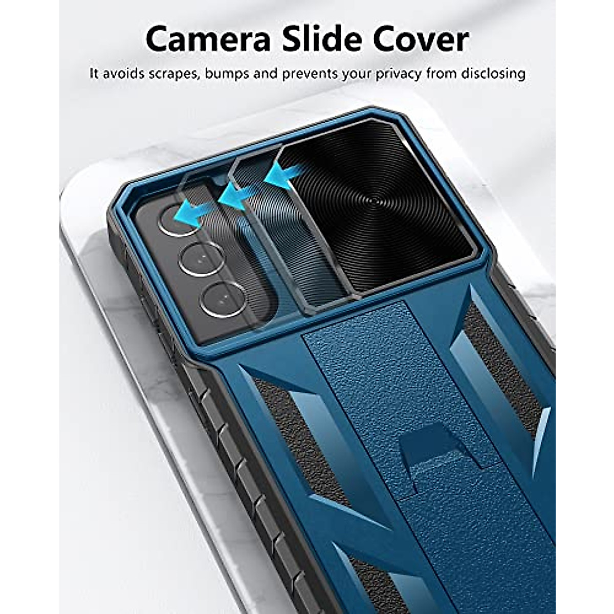 WTYOO for Samsung Galaxy S21 FE Case: Military Grade Drop Proof Protection Mobile Cover with Kickstand | Matte Textured Rugged Shockproof TPU | Protective Sturdy Phone Case for Galaxy S21 FE 5G