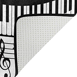 ALAZA Abstract Piano Music Note Black Area Rug Rugs for Living Room Bedroom 7' x 5'