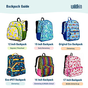 Wildkin 17 Inch Kids Backpack for Boys & Girls, Features Three Zippered Compartment with Interior & Side Pockets Backpacks, Perfect for School & Travel Backpack for Kids (Sharks)