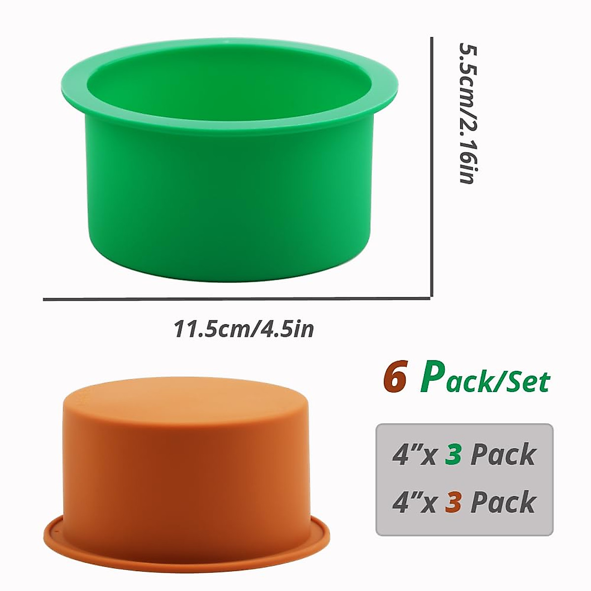 AILEHOPY 4 inch Mini Cake Pans-6Pack Round Cake Baking Pan Silicone Smash Cake Pans, Nonstick Cake Molds for Muffin,Cupcake and Mini Cake Mousse Dessert