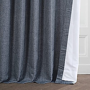 HPD HALF PRICE DRAPES Italian Linen Curtains for Bedroom & Living Room 96 Inches Long Room Darkening Curtains (1 Panel), 50W X 96L, Sweden Blue