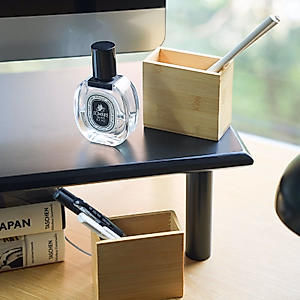 ROCDEER Bamboo Dual Monitor Stand Riser, Black Desk Monitor Riser for 2 Monitors Supports for Monitor, Printer, Heavy TV Riser up to 300 lbs