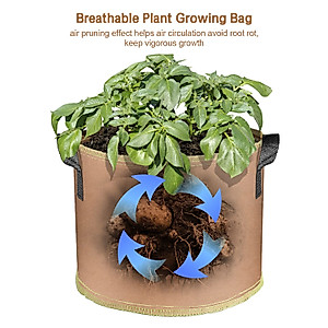 OMMO 5-Pack 7 Gallon Grow Bags Thickened Non-Woven, Aeration Fabric Planter Grow Pot with Durable Handles and Reinforced Side, Heavy Duty Cloth Pots for Small Trees, Fruits, Vegetables and Flowers