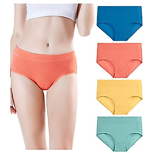 wirarpa Women's Underwear Cotton Mid Waisted Ladies Panties Full Coverage Briefs Multicolored X-Small