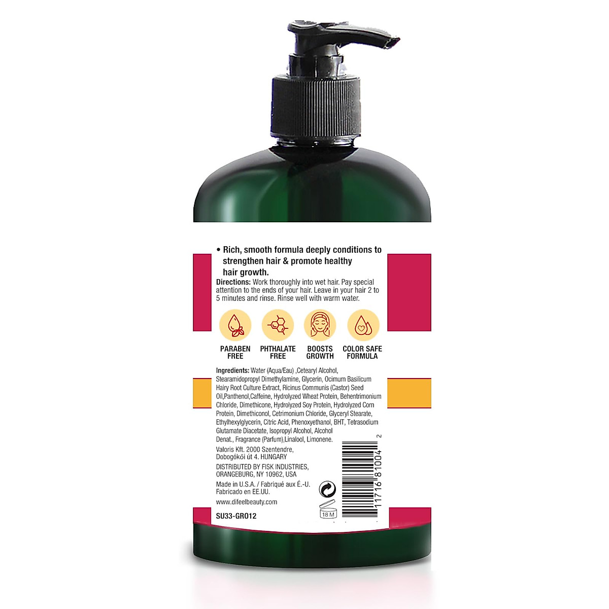 Difeel Ultra Growth 3-PC Set: Shampoo 12 oz, Conditioner 12 oz & Hair Oil 8 oz