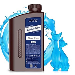 3D Printer Resin, JAYO 1KG 3D Resin for 4K 8K LCD/DLP/SLA 3D Printers, 405nm Standard Photopolymer Fast Curing Resin, High Precision, Low Shrinkage, Clear Blue 1000g
