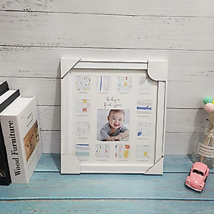 Newborn Photo Frame My First Year Keepsake Picture Frame Wall Table Photo Display for Bedroom Living Room Home Office Baby Room