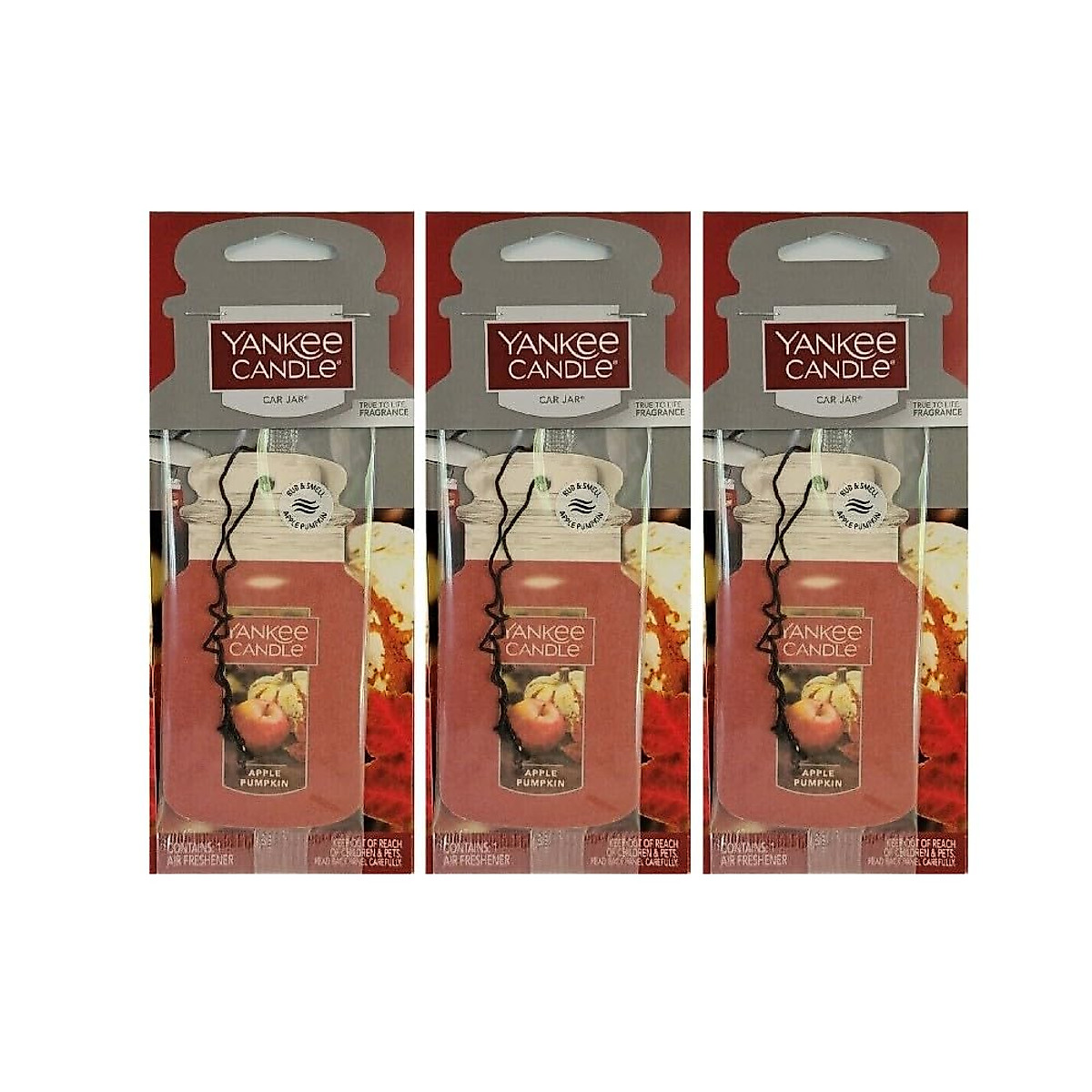 Yankee Candle Fall/Autumn Holiday Car Jar Paperboard (Apple Pumpkin 3 Pack)