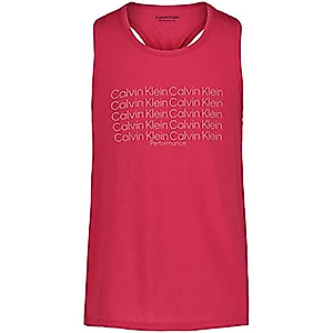 Calvin Klein Girls' Performance Tank Top, Sleeveless & Crew-Neck Neckline, Logo Detailing, Azalea Twist