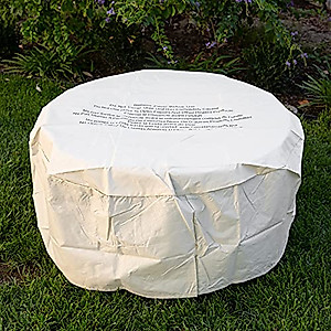 Barton Propane Gas Fire Pit Table Concrete w/PVC Cover & Lava Rocks 40,000 BTU 27.5" Outdoor Patio Garden Firepit Heater Backyard