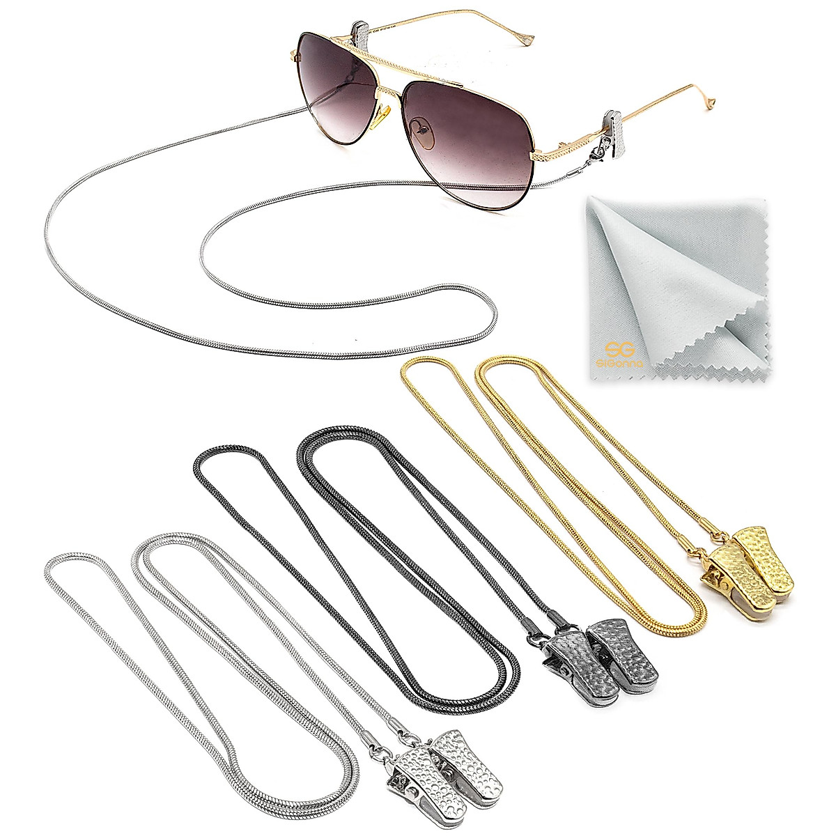 SIGONNA Eyeglass Chains for Women - Metal Glasses Chain - Eyeglasses String Holder Around Neck - Eyeglass Chains Cords Necklace Strap - 3 Pcs
