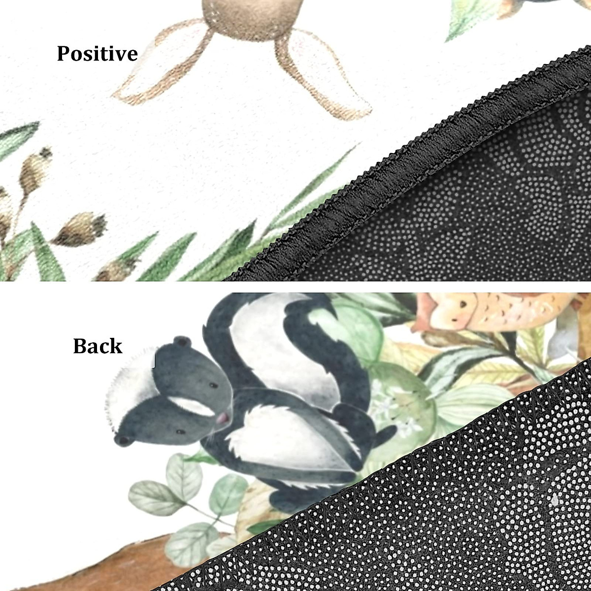 Woodland Animals Personalized Polyester Fiber Non-Slip Home Decor Carpets,Custom Area Rug Carpet Floor Mat for Bedroom Living Room Home Playroom Size 5.2'x7.5' Option 6