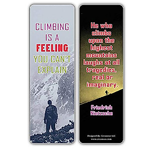 Creanoso Inspiring Rock Climbing Sayings (12-Pack) – Six Assorted Quality Bookmarker Cards Bulk Set – Premium Gift for Climbers, Professionals, Men & Women, Adults – Adventure Giveaway Ideas