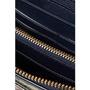 Kate Spade New York Morgan Flower Bed Embossed Saffiano Leather Zip Around Continental Wallet Blazer Blue Multi One Size