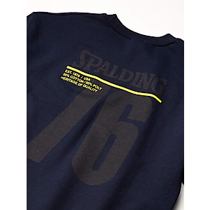 Spalding Men's Brand Logo Crew Neck Cotton Fleece Sweatshirt, Peacoat, M