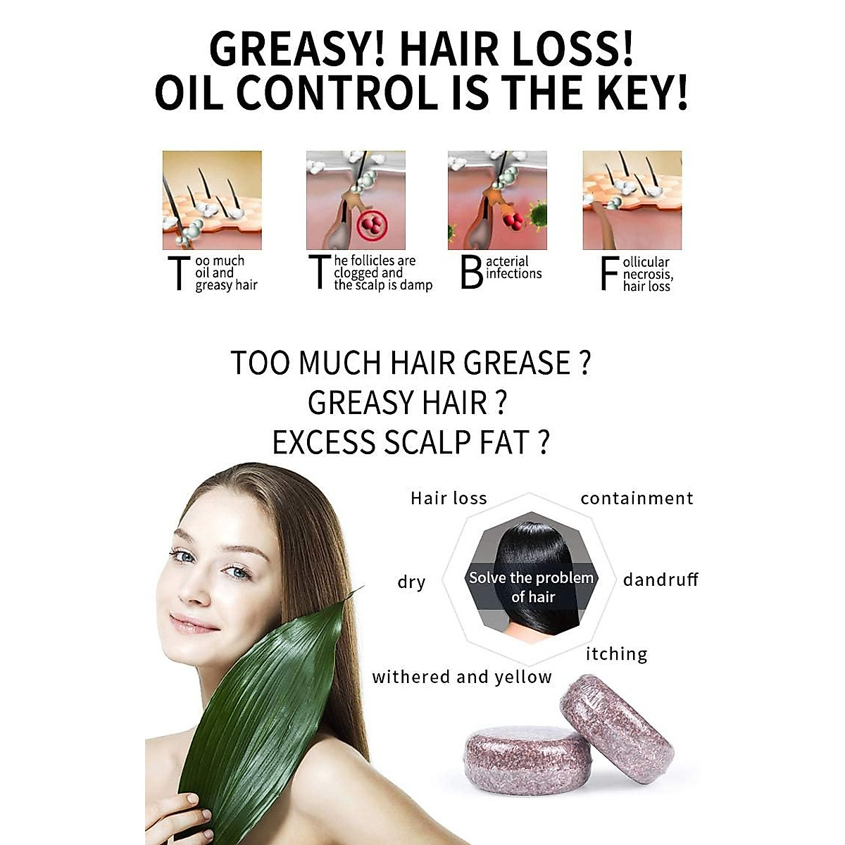 Hair Darkening and Regrowth Solid Shampoo Bar for Hair Loss Treatment for Men & Women (Polygonum multiflorum 2pcs)