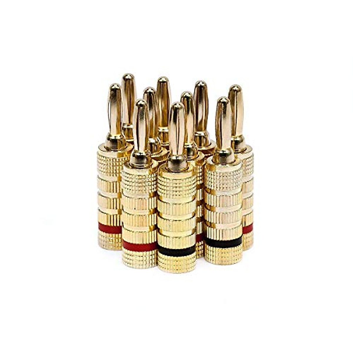 Monoprice Gold Plated Speaker Banana Plugs – 5 Pairs – Closed Screw Type & Premium RCA Cable - 1.5 Feet - Black | 2 RCA Plug to 2 RCA Plug, Male to Male, 22AWG