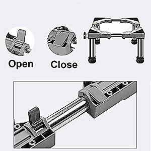 Washing Machine Refrigerator Stand Base High Rack Multi-functional Adjustable Washer Dryer Stand Pedestal Length/Width 45-65cm Wine Cooler Holder Bracket Cookers Rack Anti-vibration Mat For Tumble Dry