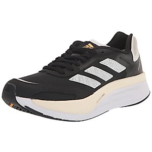 adidas Men's Adizero Boston 10 Sneaker, Black/White/Gold Metallic, 11