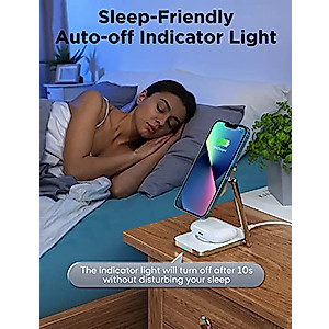 2-in-1 Foldable Magnetic Wireless Charger Stand with MagSafe Charging Station for iPhone 14 13 12 11/Pro/Pro Max/Plus/Mini/XS/XR/X/8, Samsung Phones, AirPods 3/Pro/2