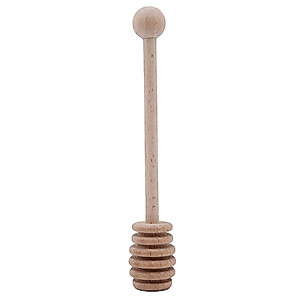 Ellylian Wood Honey Dipper Stick Head Spiral Honey Spoon Jar Honey Dispensing Stirring Rod Honey Dipper