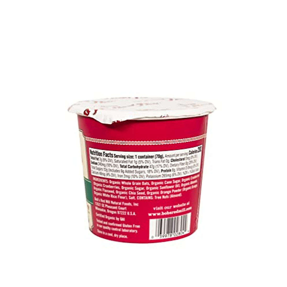 Bob's Red Mill Organic Gluten Free Oatmeal Cup, Cranberry Orange (Pack of 12)