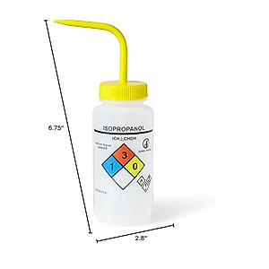 United Scientific™ UniSafe™ Laboratory Grade Wide Mouth LDPE Vented Chemical Wash Bottle, Isopropanol, 500mL (16oz), 4-Color, Pack of 6