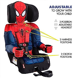KidsEmbrace Marvel Spider-Man 2-in-1 Forward Facing Booster Car Seat, Red/Blue/Black