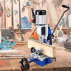 VEVOR Woodworking Mortise Machine, 1/2 HP 1700RPM Powermatic Mortiser, With Movable Work Bench Benchtop Mortising Machine, For Making Round Holes Square Holes Or Special Square Holes In Wood