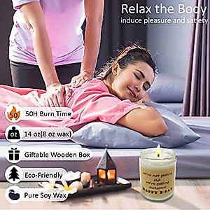 Candles Gifts for Women, Happy Birthday Candles Gifts for Her Mom Sister, 8oz Lavender Scented Candle, Soy Wax Jar Candles Birthday Gift for Friends Men Female Coworker with Wood Gift Box