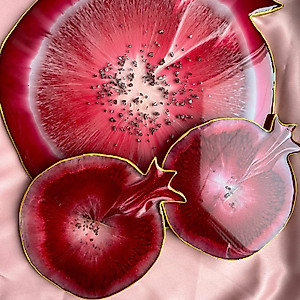 Shiny Glossy 10 inch Pomegranate Geode Large Coaster Agate Resin Silicone Molds Epoxy Fruit Style Resin Mold, Tray Resin Casting Mold for DIY Agate Coaster, Cup Mats, Bowl Mat, Home Decoration