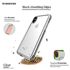 SaharaCase-Crystal Series Case Cover with Tempered Glass Kit Shockproof Heavy Duty Military Grade Drop Tested Apple iPhone Xs MAX 6.5" (2018) Clear