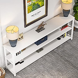 LITTLE TREE 3-Tier Sofa Storage Shelf Narrow Long Console Tables for Entryway, White