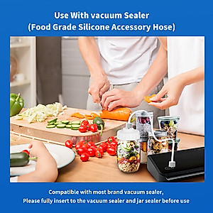 KLAZZ Mason Jar Vacuum Sealer With Accessory Hose for Wide & Regular Mouth Mason Jars, Compatible Kit with FoodSaver Vaccum & Other Vaccume Sealer Machines,Manual Portable Vacume Pump