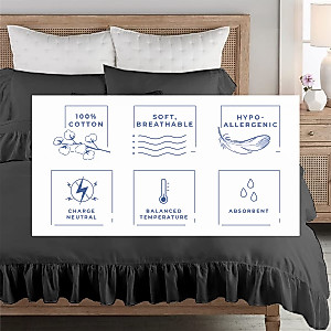 Kotton Culture 600 Thread Count Ruffle Trim Fringe Duvet Cover Set 100% Egyptian Cotton 1 Duvet Cover & 2 Pillow Shams Frilled Bohemian Bedding (Oversized King, Dark Grey)