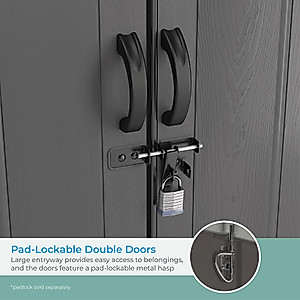 Suncast 7' x 7' Ridgeland Storage Shed for Large-Scale Yard Storage, All-Weather Outdoor Storage Shed with 2 Lockable Doors and Windows