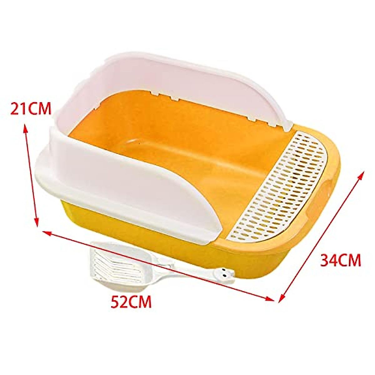 ＫＬＫＣＭＳ Cat Litter Box with Scooper Detachable Tall Cat Litter Box with Frame Cat Litter Pan Kitten Litter Pan Kitty Litter Tray Kitty Litter Pan, Yellow, Large