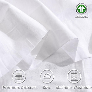 NEXHOME PRO 100% Organic Cotton Queen Pillowcases Set of 2, Envelope Closure Linen Feel Textured Natural, Soft and Durable, Premium Cooling Pillow Cases for Bed (20x30 inch, White)