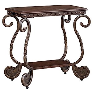 Signature Design by Ashley Rafferty Vintage Inspired Rectangular Open Chairside End Table, Dark Brown