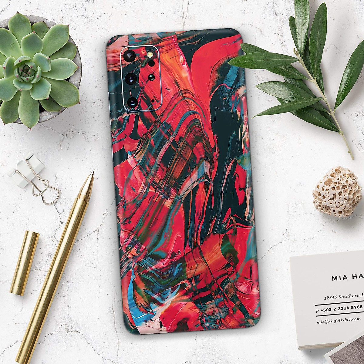 DesignSkinz Liquid Abstract Paint Remix V88 Protective Vinyl Decal Wrap Skin Cover Compatible with The Samsung Galaxy S20 (Screen Trim & Back Glass Skin)