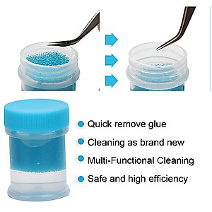 Tweezer cleaner, cleaning solution for eyelash extensions. Tweezer liquid remover and eyelash curler. Cleaner for eyelash extensions. Use sponge ball cleaning tool